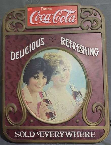 Drink Coca-Cola "60's Girls" Advertising Plastic Sign Emboss Graph ...