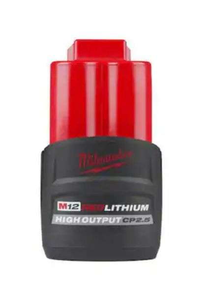 Milwaukee M12 12V Lithium-Ion CP High Output 2.5 Ah Battery Pack ...