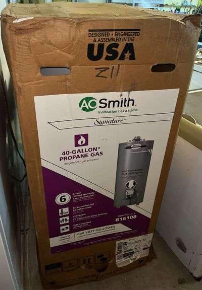 AO Smith 40 Gallon Propane Gas Water Heater in Box - Metzger Property ...