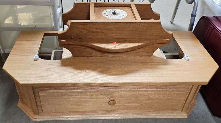 Wood Wall Hanging Clock 20" x 16", Wood Drawer 37.5" x 16.5" x 10 ...