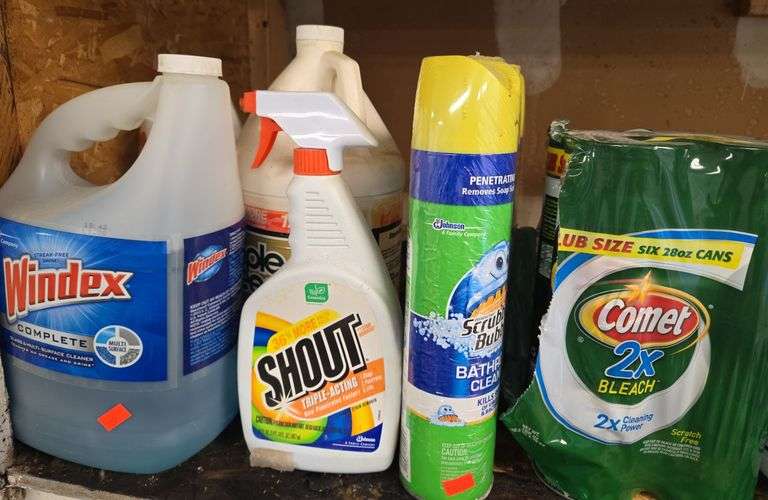 Cleaning Supply Assortment Including Windex, Clorox Bleach (full ...