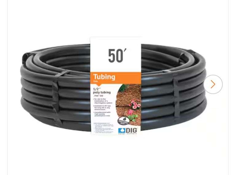 DIG 1/2 in. (.700 O.D.) x 50 ft. Poly Drip Irrigation Tubing - Metzger ...