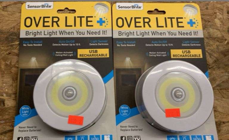 2 - Overhead Motion Activated LED Rechargeable Night Light - Metzger ...