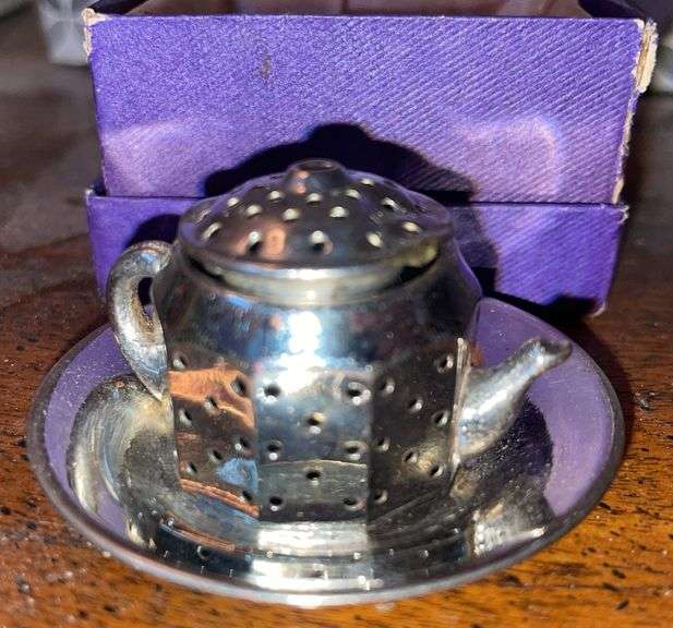 Miniature metal tea leaf diffuser with metal saucer made in Japan ...