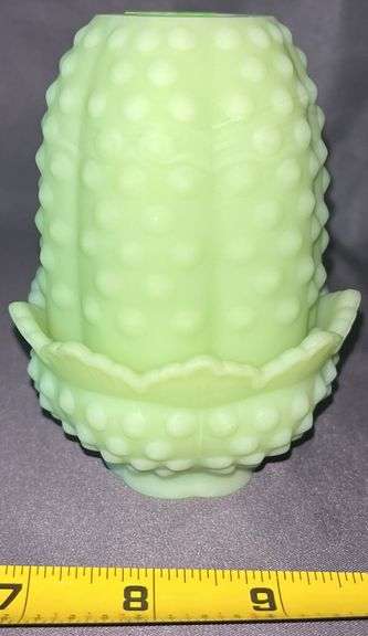 Fenton Custard Uranium Satin Glass Fairy Lamp - Metzger Property ...