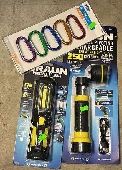 Braun Portable Folding Work Light & Pivoting Chargeable Work Light ...