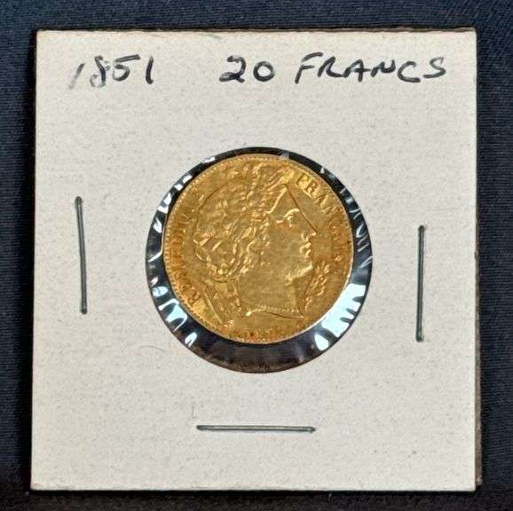 1851 A Twenty Francs Foreign Gold Coin - Metzger Property Services, LLC