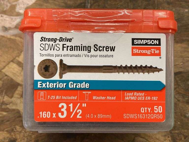Strong Drive SDWS Framing Screws Exterior Grade 3-1/2” - 50 - Metzger ...