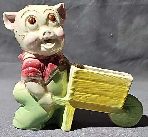 Shawnee Happy Pig Pushing Wheelbarrow Planter 6" - Metzger Property ...