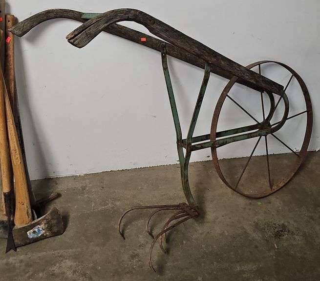 Wood/Cast Iron Hand Plow 55" (rust) - Metzger Property Services, LLC