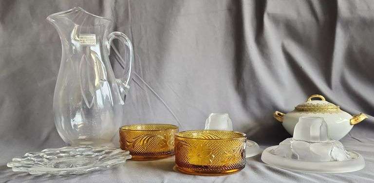 Candlewick Mona Clear Glass 40oz Pitcher, Haviland Limoges Porcelain ...