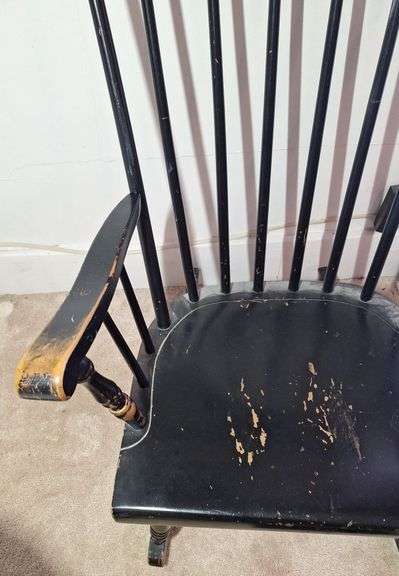 Black Lacquer Windsor Style Rocking Chair 22.5”x41” - Metzger Property ...