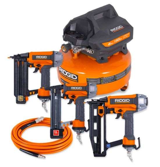 RIDGID RDGD 6 Gal. Portable Electric Air Compressor w/18GA Brad Nailer ...