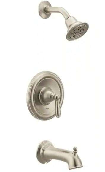 MOEN Brantford Single-Handle 1-Spray Posi-Temp Tub and Shower Faucet Trim Kit in Brushed Nickel ...