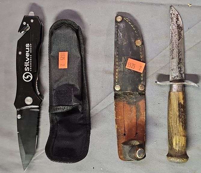 Pocket Knife in Case 5", Mora Fixed Blade in Leather Sleeve 7" L ...