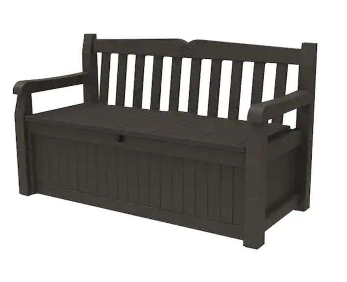 Keter Solana 2-Person Brown Outdoor Resin Storage Bench - Metzger ...
