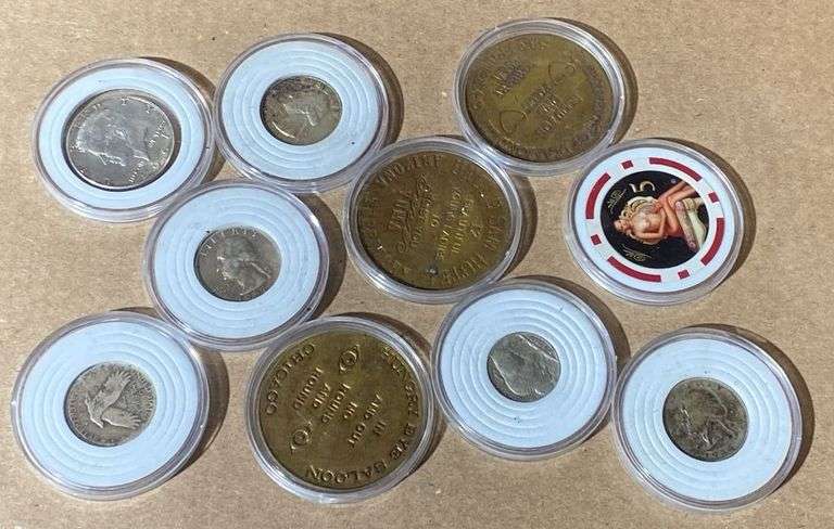 Coin Assortment including Washington Quarters 1944-1961, 1936 Buffalo ...