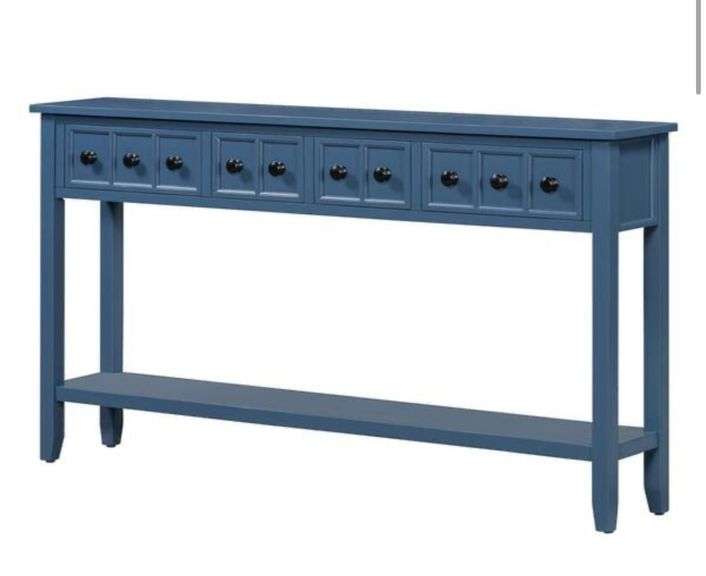 Qualler 60 in. Antique Navy Rectangle Wood Console Table with Different ...