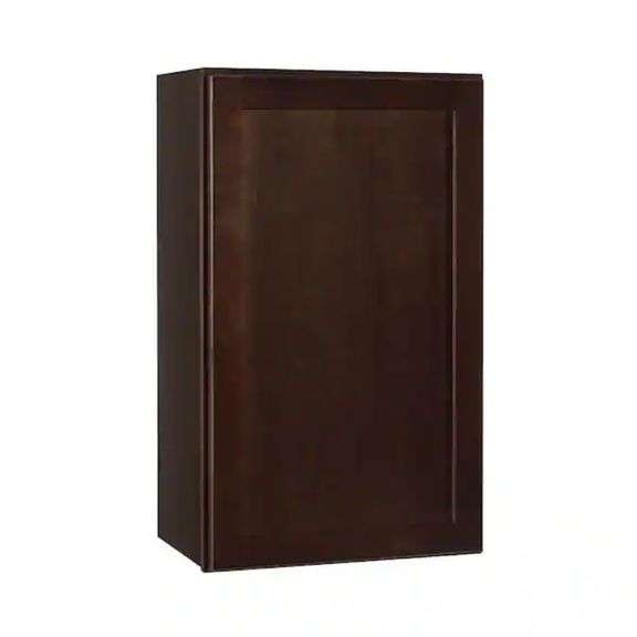 Shaker 18 in. W x 12 in. D x 30 in. H Assembled Wall Kitchen Cabinet in Java - Metzger Property ...