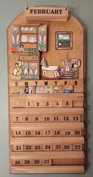 Wood Handmade Country Calendar 24"L x 11"W - Metzger Property Services, LLC