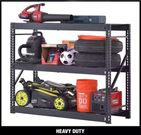 Husky 3-Tier Industrial Duty Steel Freestanding Garage Storage Shelving ...