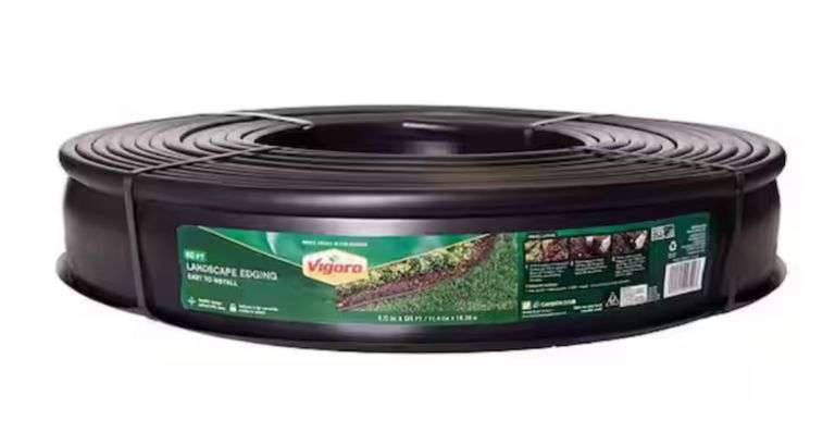 Vigoro 60 ft. x 0.5 in. x 4.5 in. Black Plastic Dig-In Landscape Edging ...