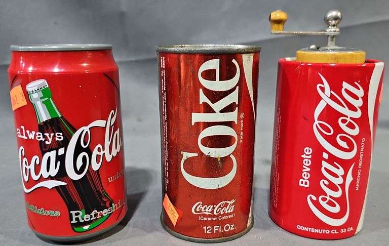 Coca-Cola Music Box, Coca-Cola Pepper Mill, & "Always Coca-Cola" can ...
