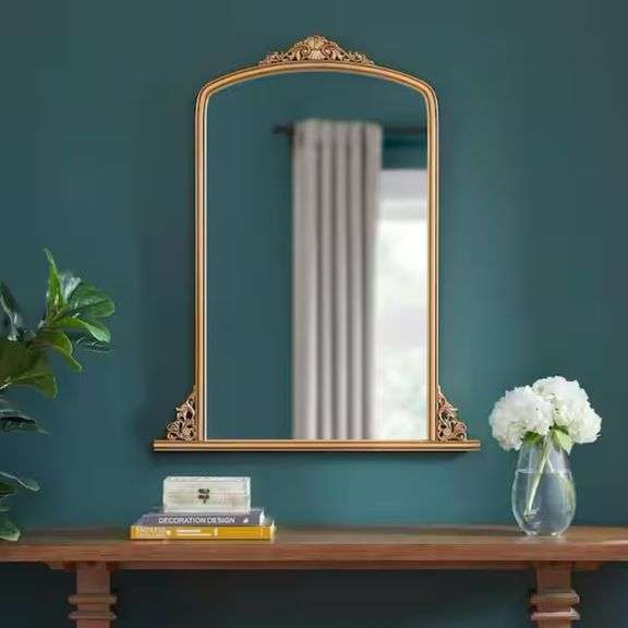 Large Classic Arched Vintage Style Gold Framed Mirror (32 in. W x 41 in ...