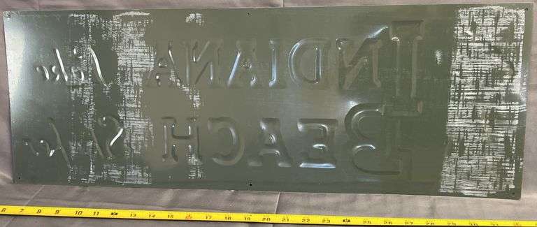 Indiana Beach Lake Shafer embossed tin sign 10x28" - Metzger Property ...