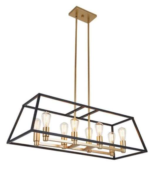 Artika Carter 8-Light Black and Gold Modern Industrial Cage Chandelier ...