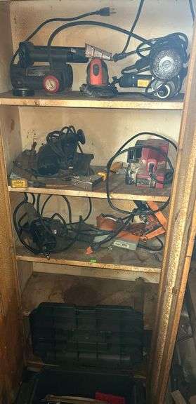 Power tool assortment inc. saw sharpener, sanders, drills, plastic tool ...