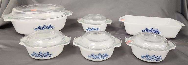 Anchor Hocking glass loaf pan, (4) Anchor Hocking small casserole ...