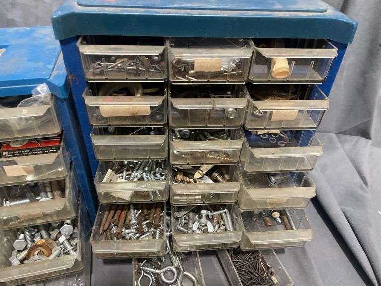 2 - Plastic Hardware Organizers w/ Hardware Assortment 10" x 6" x 9 ...