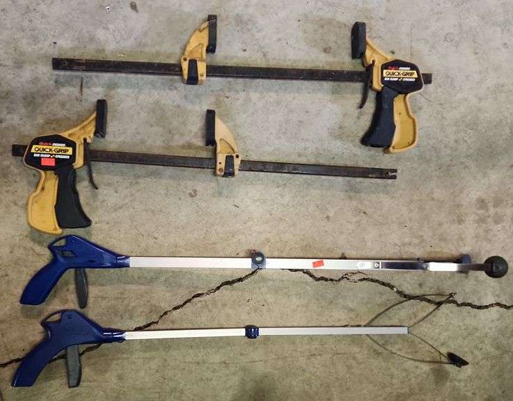 (2) Deluxe Gopher Pick Up & Reaching Tool, (2) Quick-Grip Bar Clamp ...