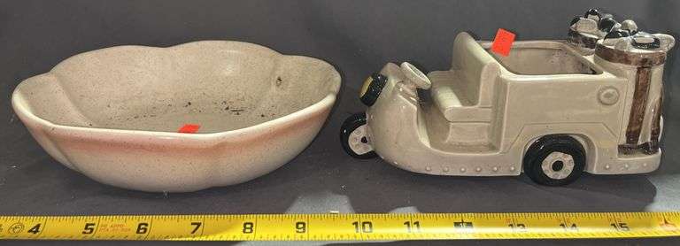 Pottery dish 7.5" and Inarco golf cart planter - Metzger Property ...