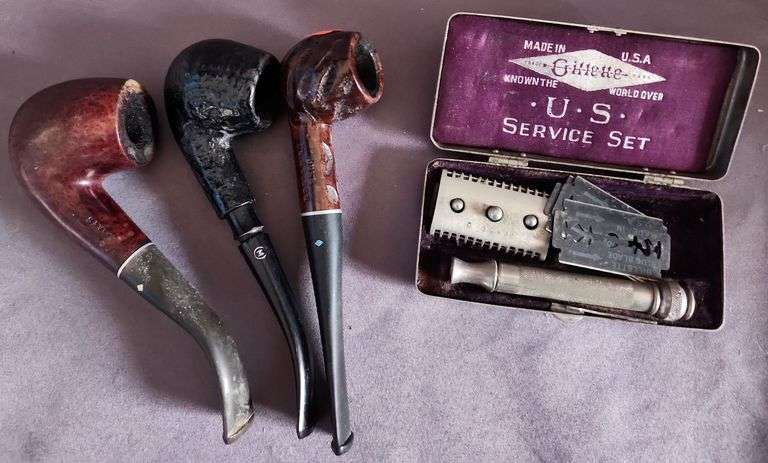 US Military Service Set & 3 Pipes: Gillette Shaving Razor Service Set ...