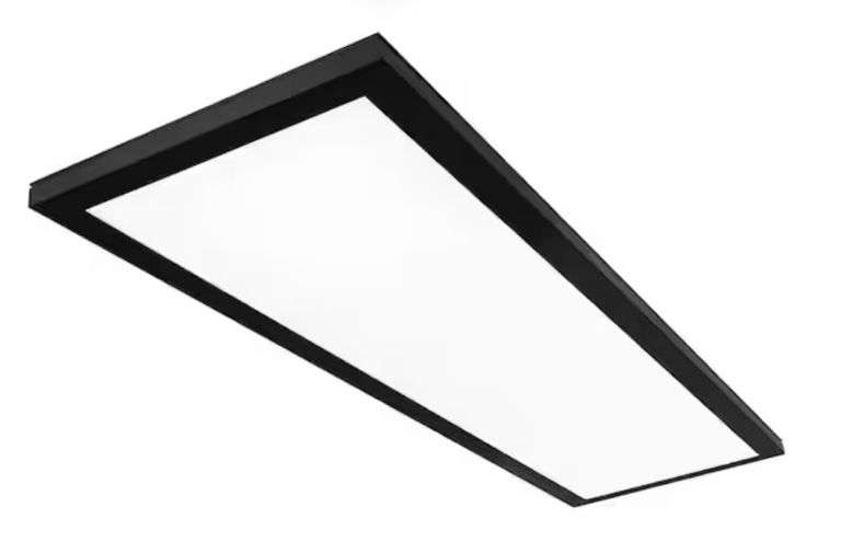 Commercial Electric 1 ft. x 4 ft. 4000 Lumens Dimmable Matte Black ...
