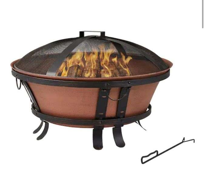 Hampton Bay Whitlock 34 in. W Antique Bronze Cast Iron Wood Outdoor ...