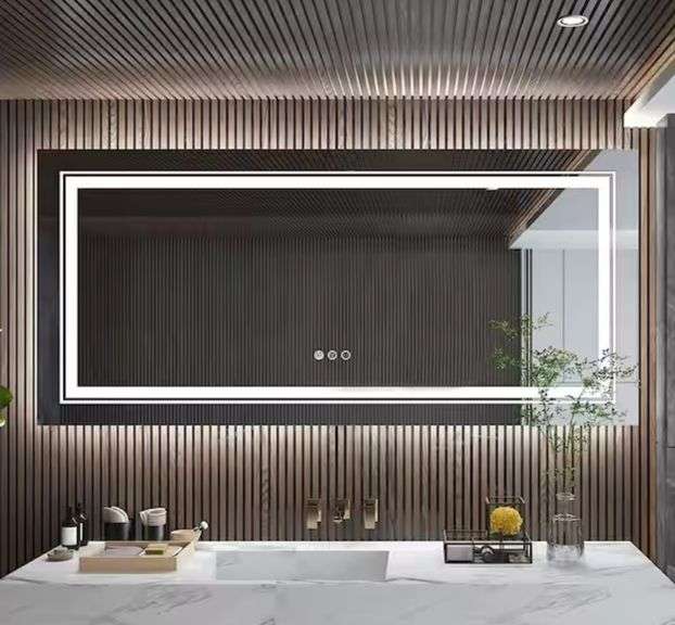 Modern 47 in. W x 24 in. H Extra Large Rectangular Frameless Anti-Fog ...