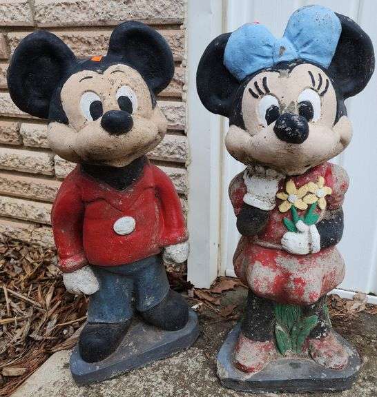 (2) Concrete Mickey & Minnie Outdoor Statues 22" Hgt. - Metzger ...