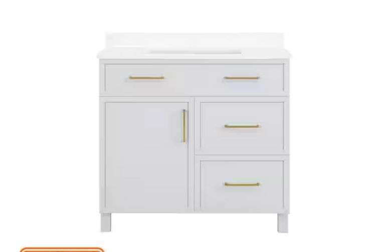 Home Decorators Collection Bilston 36 in. Single Sink Dove Gray Bath ...
