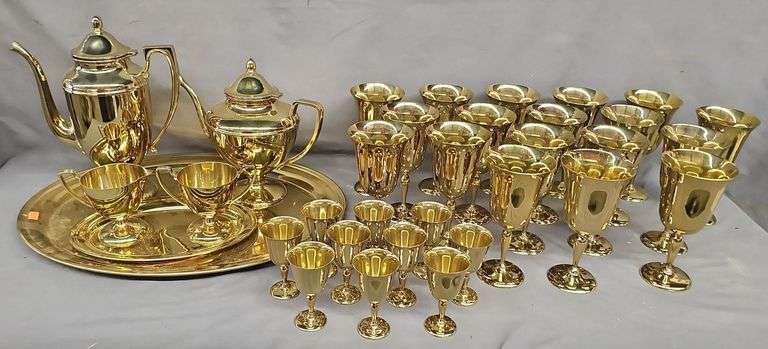Dirilyte dirigold 6pc set inc. teapot, coffee pot, cream, tray, sugar ...