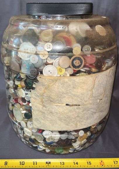 Plastic container with button assortment 11" - Metzger Property ...