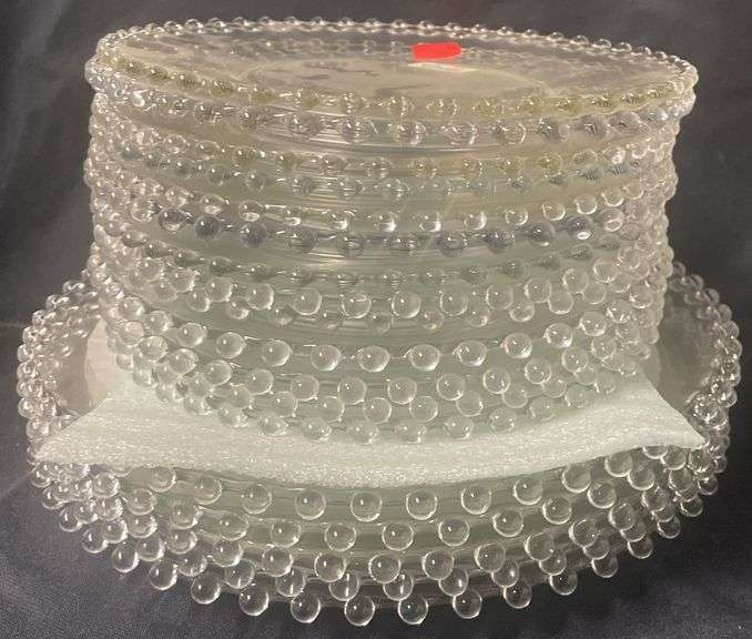 (16pcs) Clear glass candlewick plates inc. salad & dinner plates 8” & 9 ...