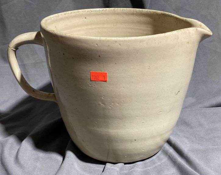 Paul Storey Pottery Co Cream Color Pottery Pitcher 7.5" H ( Crack in ...