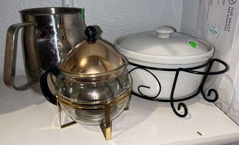 Vollrath stainless steel pitcher, teapot, Banquet lidded dish with lid ...