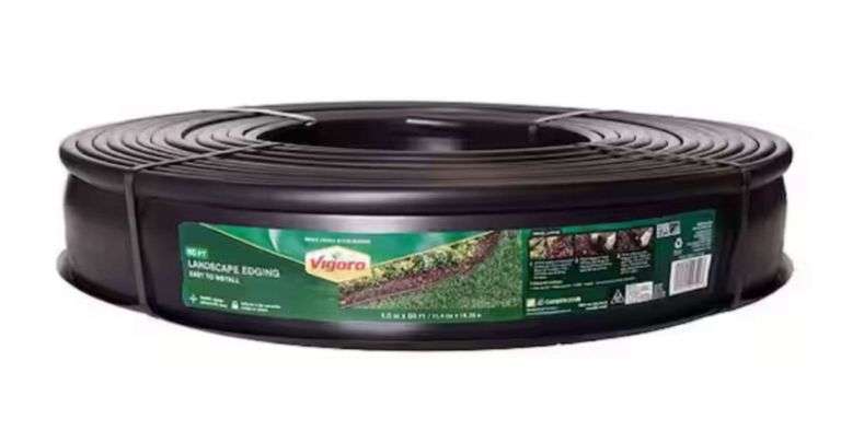 Vigoro 60 ft. x 0.5 in. x 4.5 in. Black Plastic Dig-In Landscape Edging ...