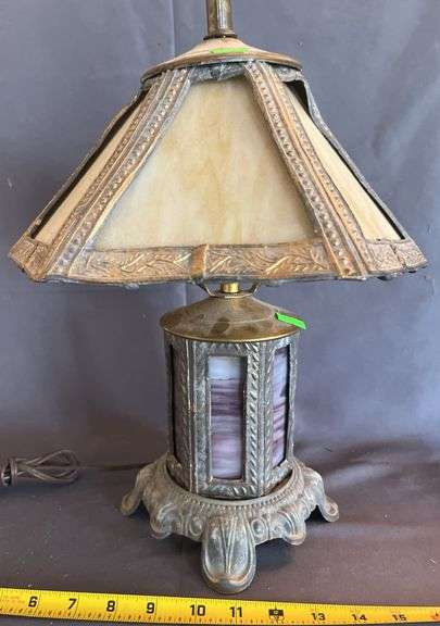 Slag & Stained Glass Metal Lamp - Metzger Property Services, LLC