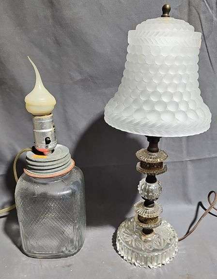 Clear Glass Mason Jar Electric Table Lamp (no shade) & Glass/Metal Base ...