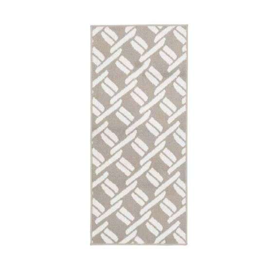 Tufted Light Grey and White 2 ft. 2 in. x 5 ft. Baize Chain Runner Rug ...